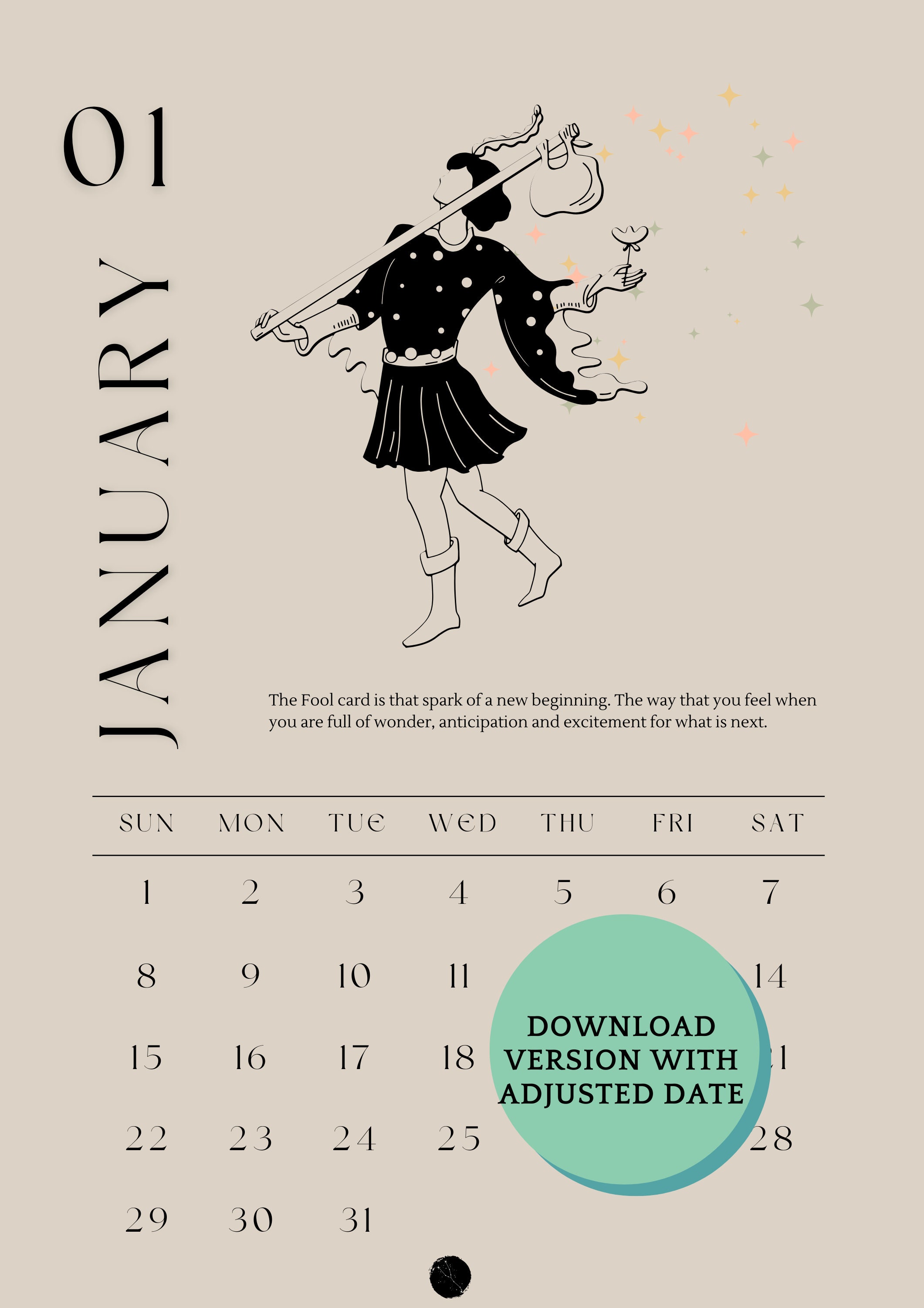 2024 Printable Fortune Tarot Card Calendar - Etsy