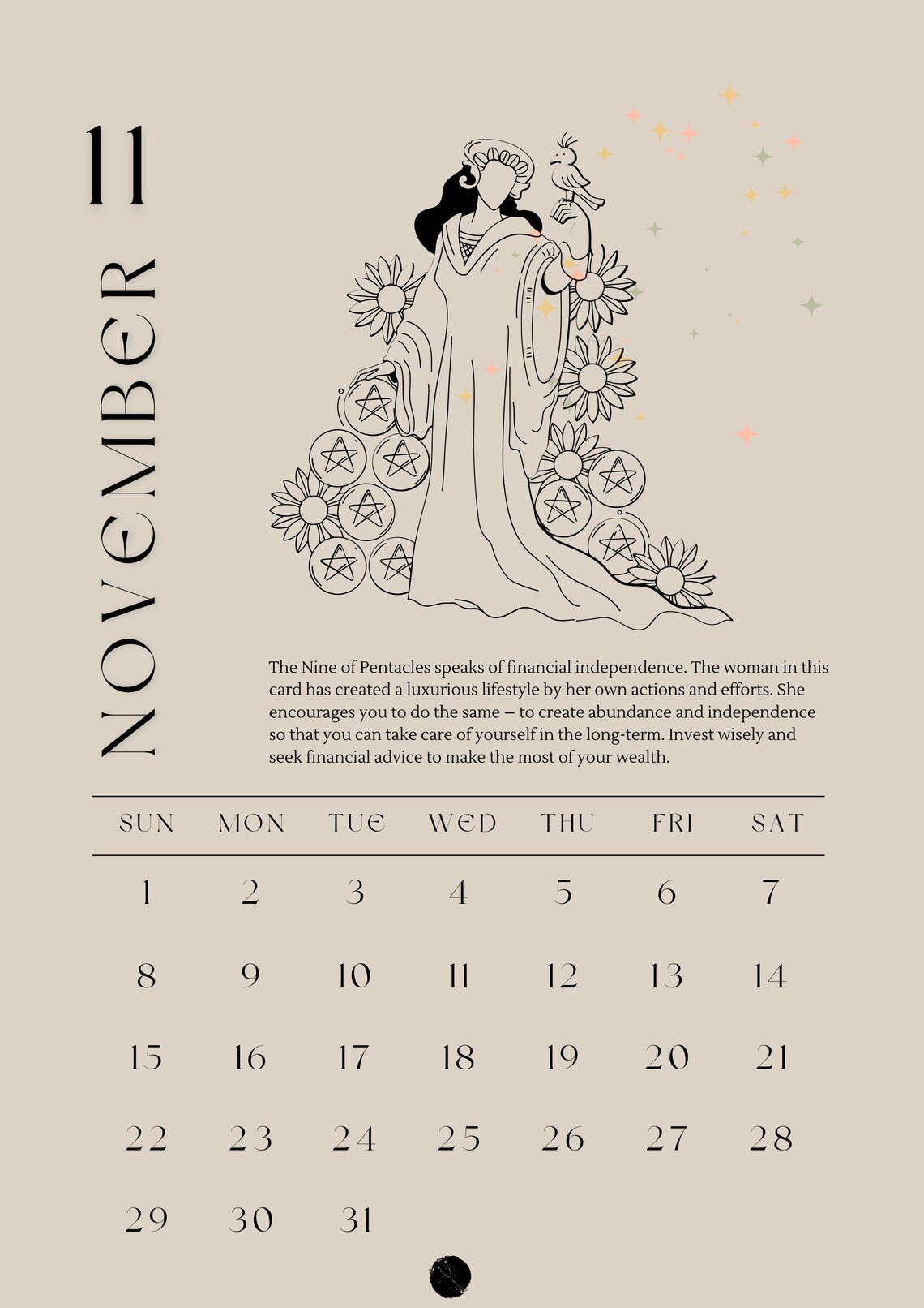 2024 Printable Fortune Tarot Card Calendar - Etsy