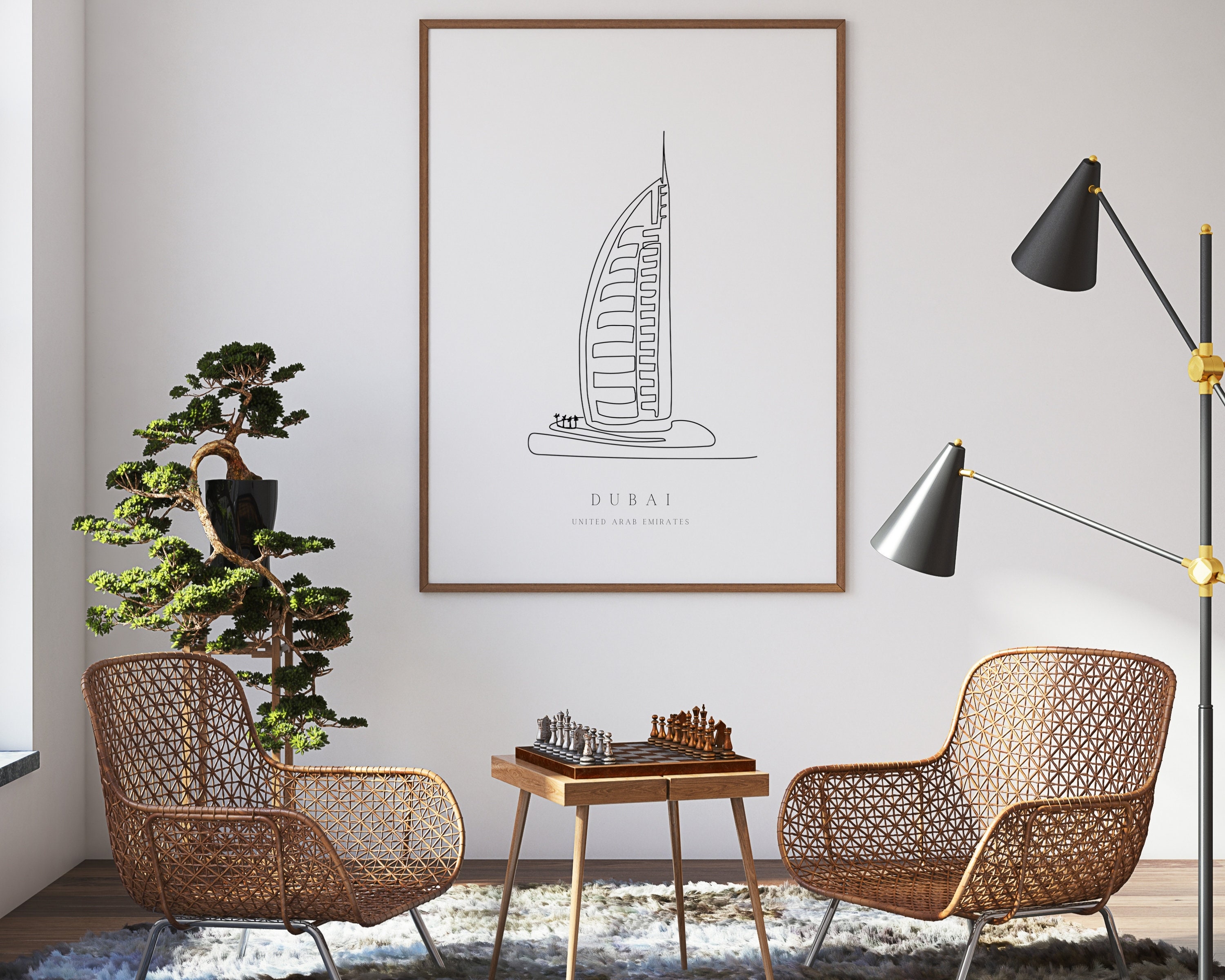 Dubai UAE Wall Art, Burj Al Arab Line Art, Minimalist, Line Drawing ...