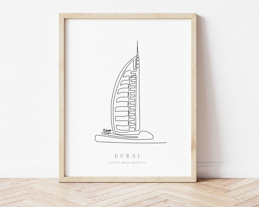 Dubai UAE Wall Art, Burj Al Arab Line Art, Minimalist, Line Drawing ...