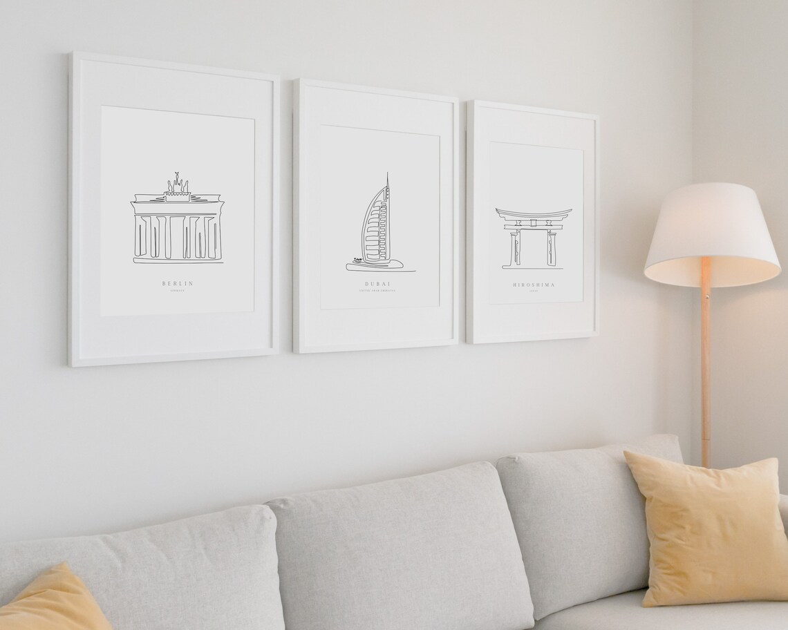 Hiroshima Japan Wall Art, Torii Gate Line Art, Minimalist, Line Drawing ...