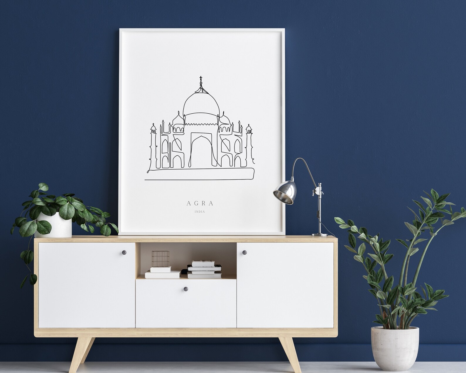 Agra India Wall Art, Taj Mahal Line Art, Minimalist, Line Drawing ...