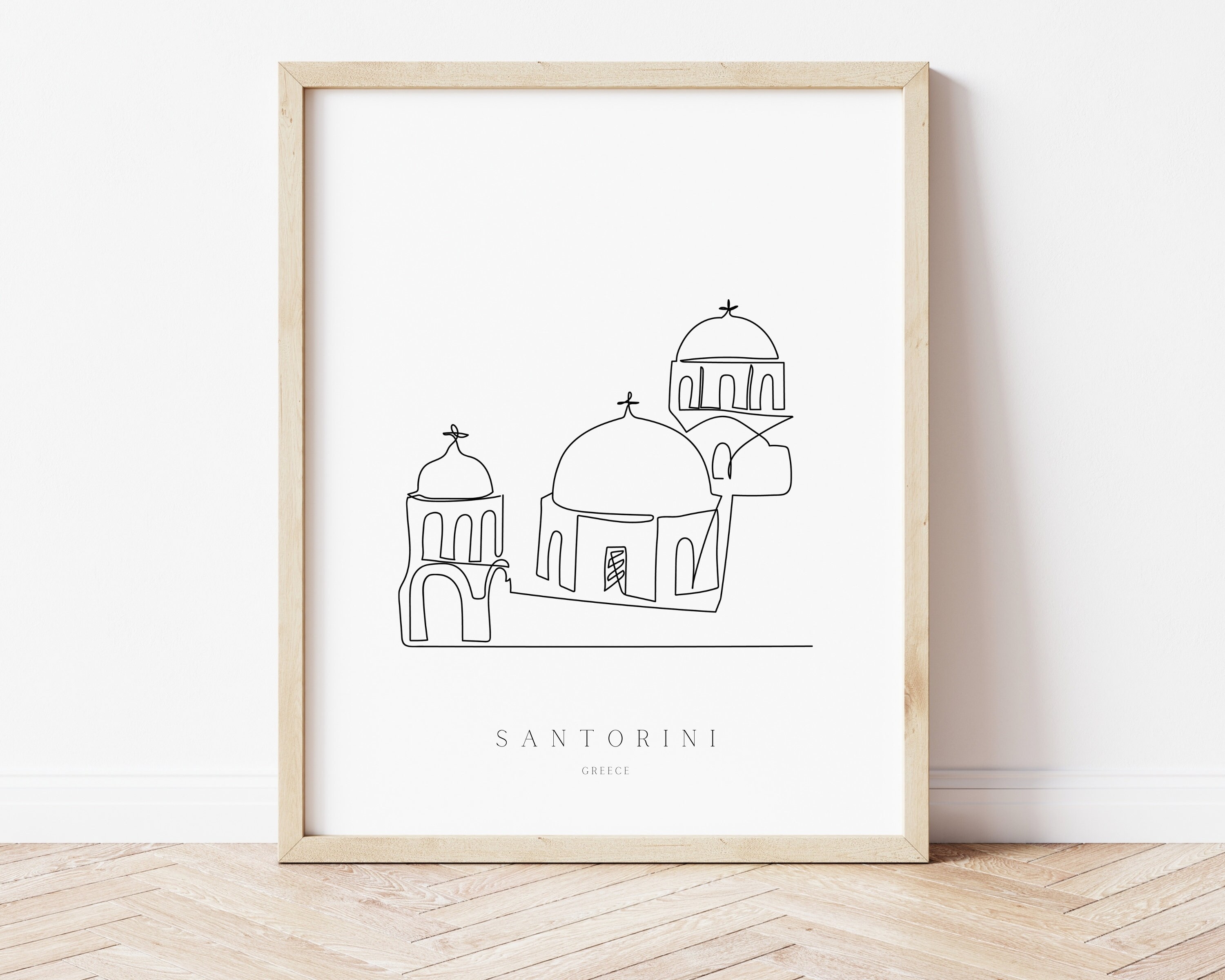 Santorini Greece Wall Art, Santorini Line Art, Blue Cliffs, Minimalist ...