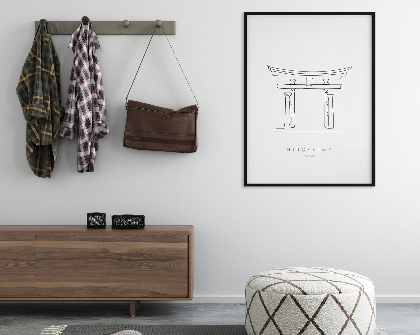 Hiroshima Japan Wall Art, Torii Gate Line Art, Minimalist, Line Drawing ...