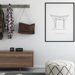 Hiroshima Japan Wall Art, Torii Gate Line Art, Minimalist, Line Drawing ...