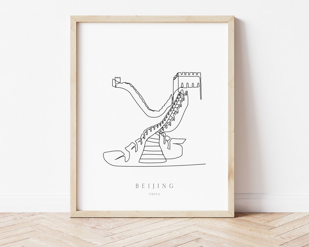 Beijing China Wall Art, Great Wall Line Art, China, Minimalist, Line ...