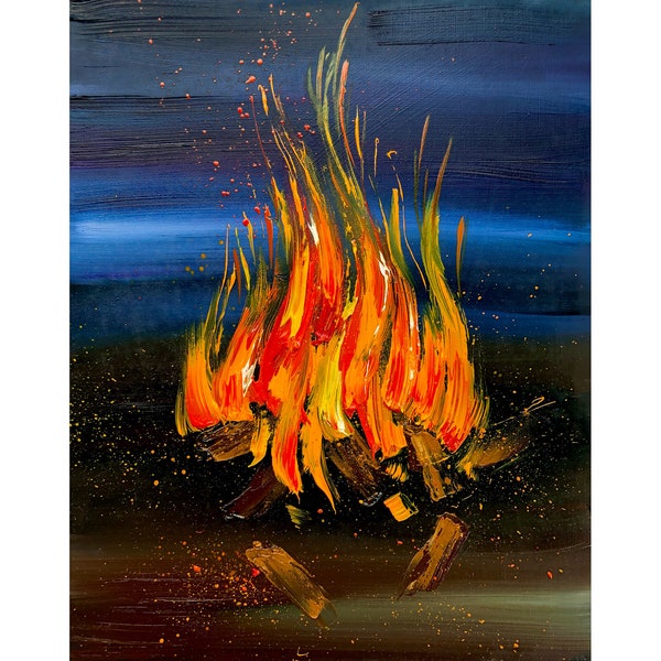Bonfire Painting - Etsy