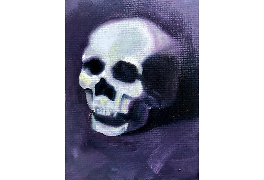 Scull Painting Original Oil Painting Skull Art Horror Portrait Spooky ...