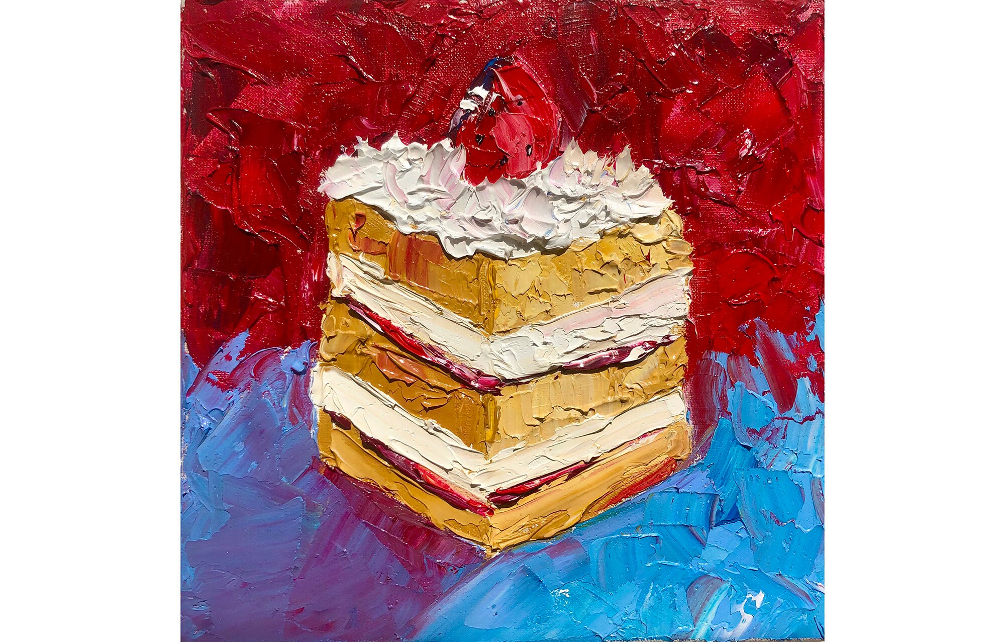 Cake Painting Original Cake Wall Art Impasto Cake Art Food | Etsy