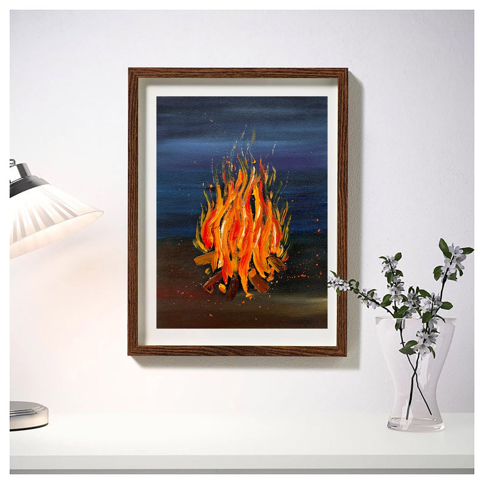 Bonfire Painting Original Oil Painting Bonfire Artwork Fire | Etsy