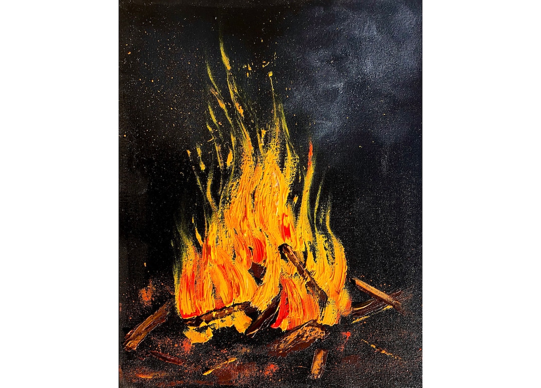 Bonfire Painting Original Oil Painting Bonfire Artwork Fire Art Bonfire ...