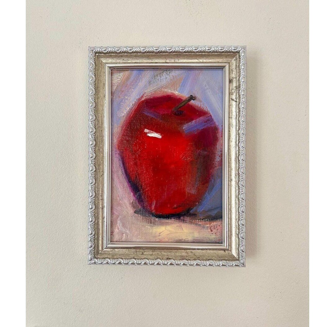 Apple Original Framed Oil Painting Apple Painting Apple Art Original ...