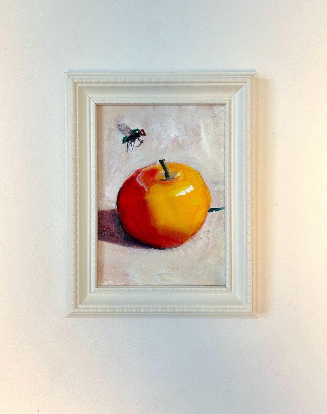 Framed Apple Oil Painting: Original Impasto Food Art (7x5 In) - Etsy