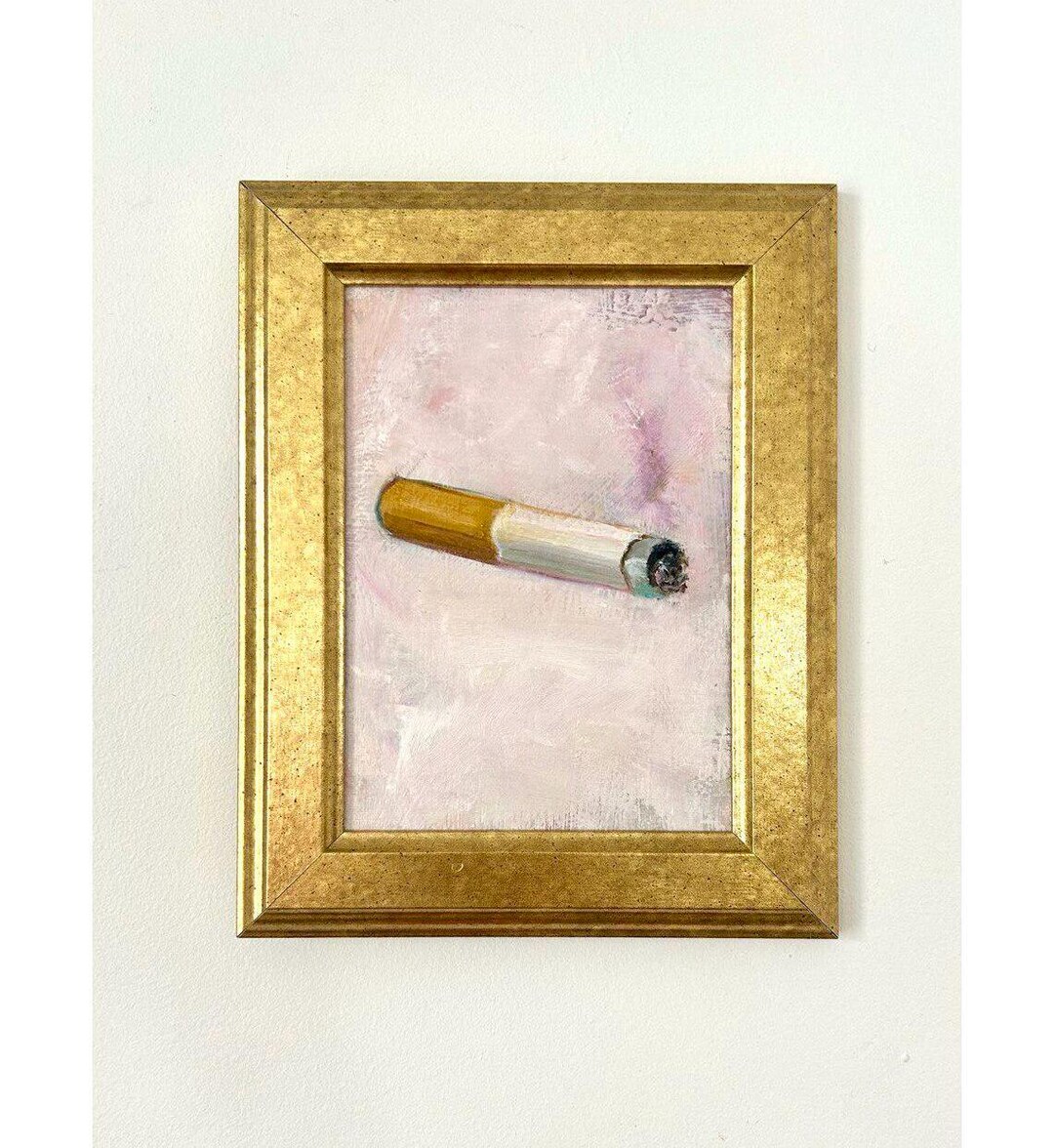 Framed Cigarette Oil Painting Cigarette Original Painting Framed Art ...