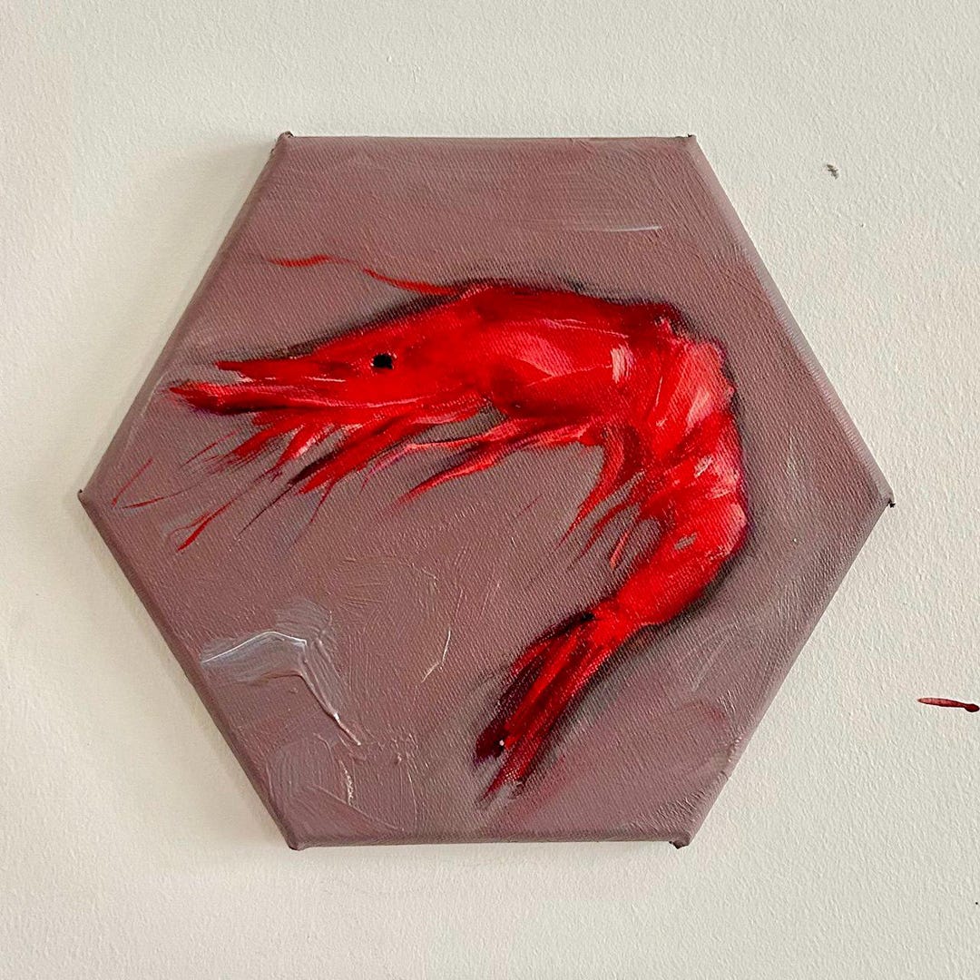 Shrimp Painting Original Framed Painting Original Small Art Food ...