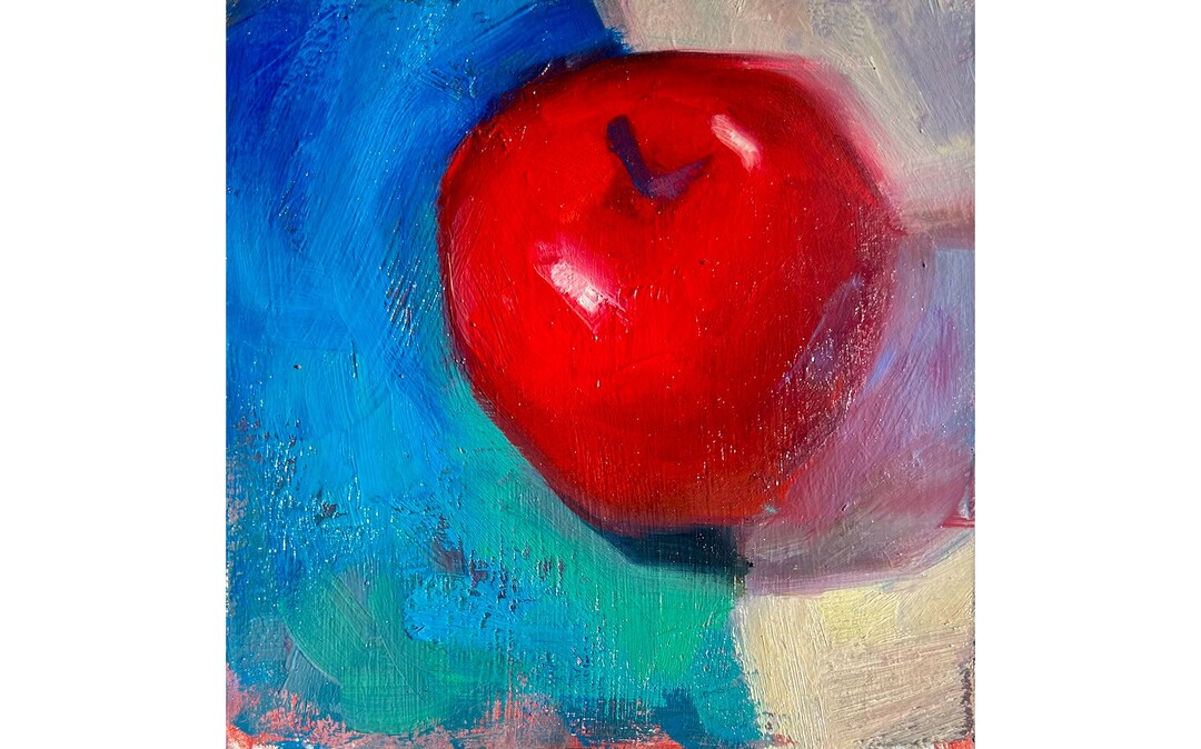 Apple Painting Original Apple Art Food Painting Apple Wall Art Fruit ...