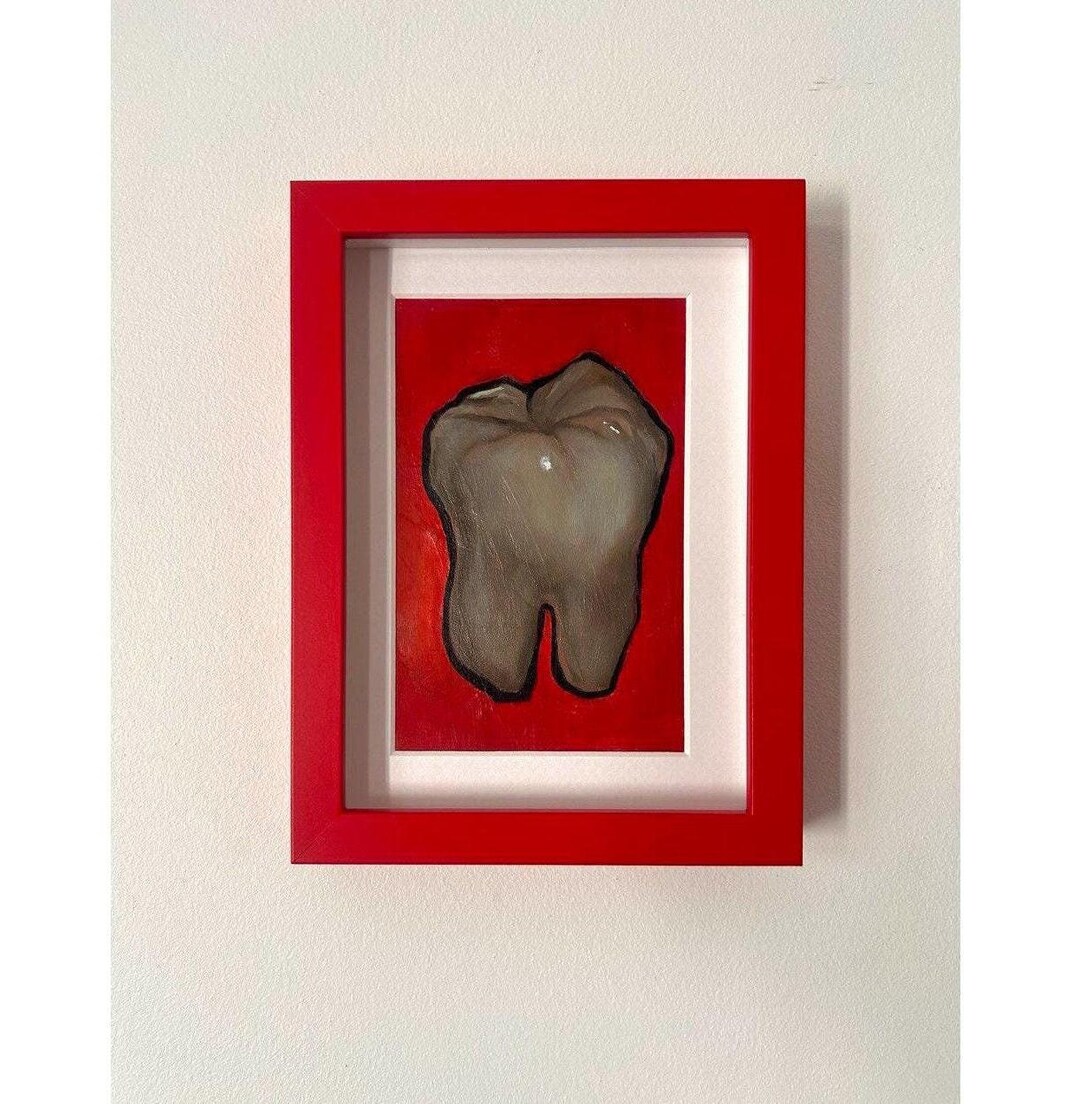 Framed Tooth Painting Original Art Oil Painting Impasto Painting Tooth ...