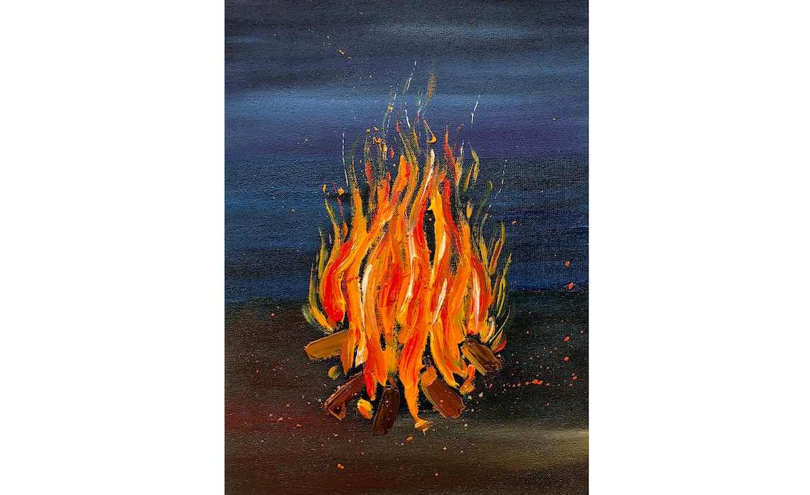 Bonfire Painting Original Oil Painting Bonfire Artwork Fire | Etsy