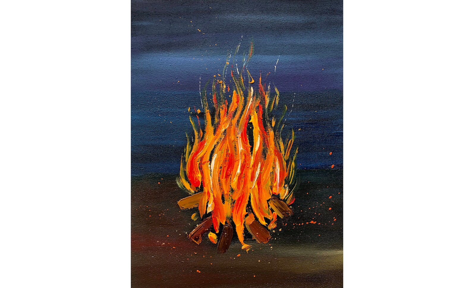Bonfire Painting Original Oil Painting Bonfire Artwork Fire | Etsy