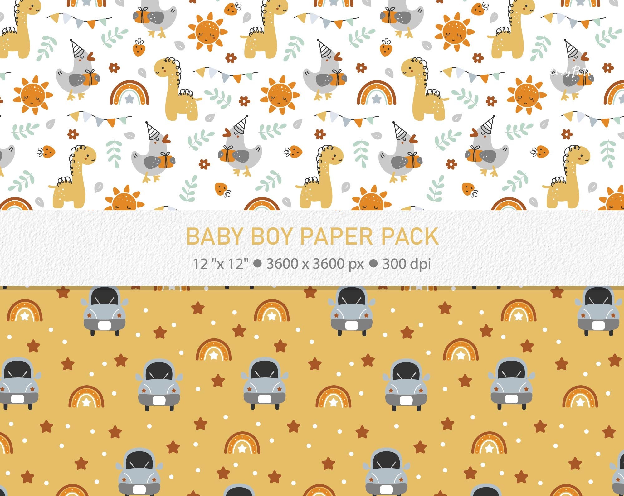 Baby boy digital paper pack baby scrapbook paper seamless | Etsy