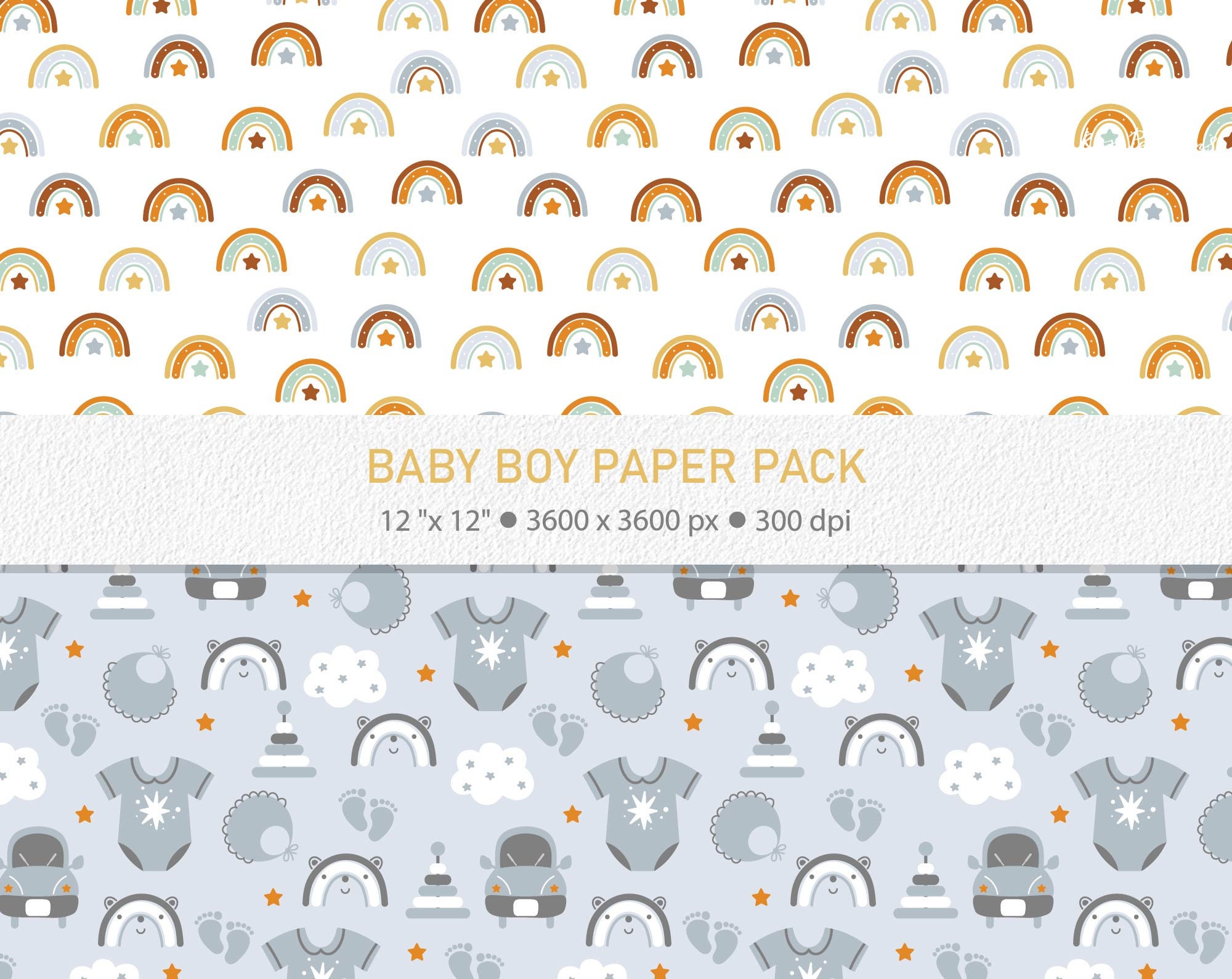 Baby boy digital paper pack baby scrapbook paper seamless | Etsy