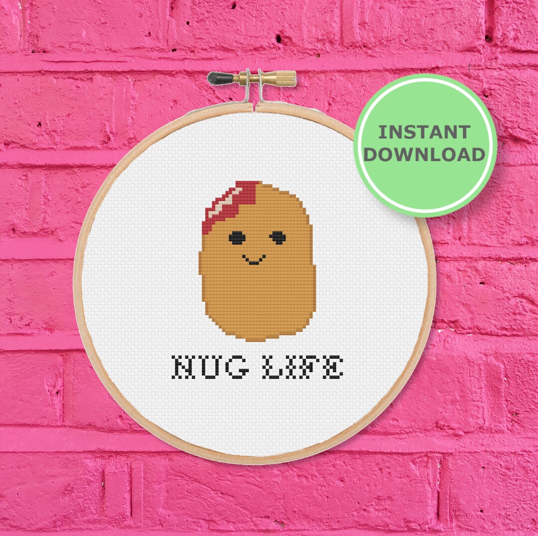 Nug Life Chicken Nugget Cross Stitch Pattern | Easy Counted Cross ...