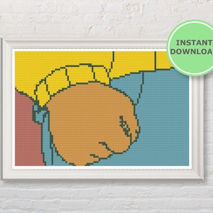 Arthur Clenched Fist Meme Cross Stitch Pattern | Easy Counted Cross ...
