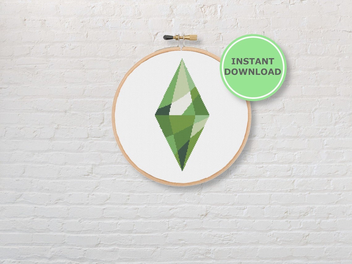 Plumbob Sims 4 Cross Stitch Pattern Easy Counted Cross Stitch Instant ...