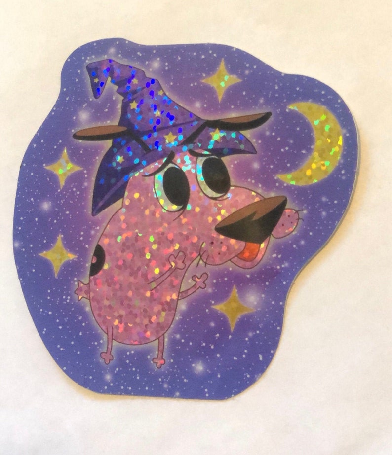 Sticker -courage the Cowardly Dog Glitter Sticker - Etsy