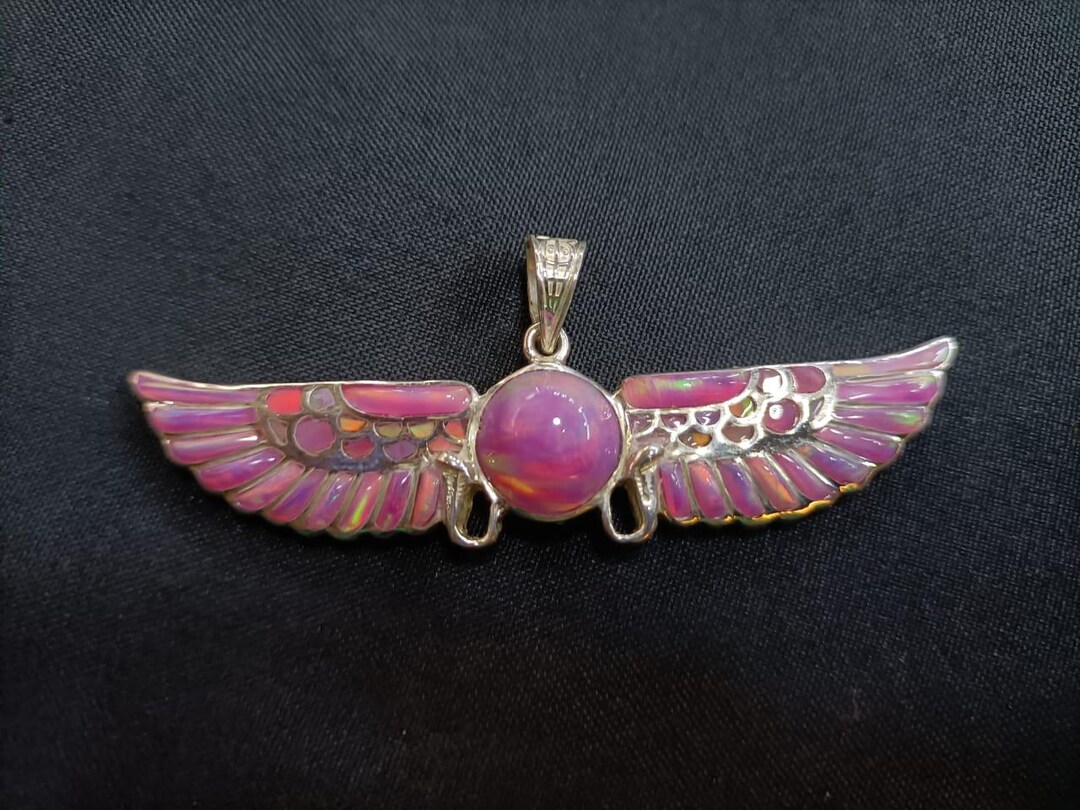 Gold Filled Egyptian Winged Amulet Vulture Amulet With Opal, Crafted ...
