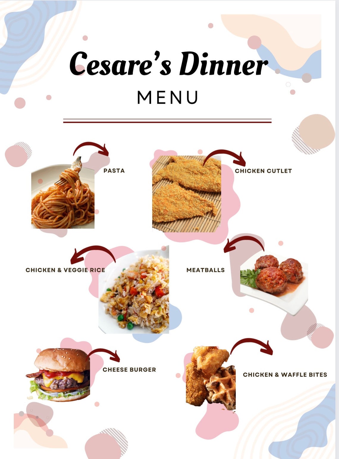 Toddler Breakfast, Lunch & Dinner Menu - Etsy