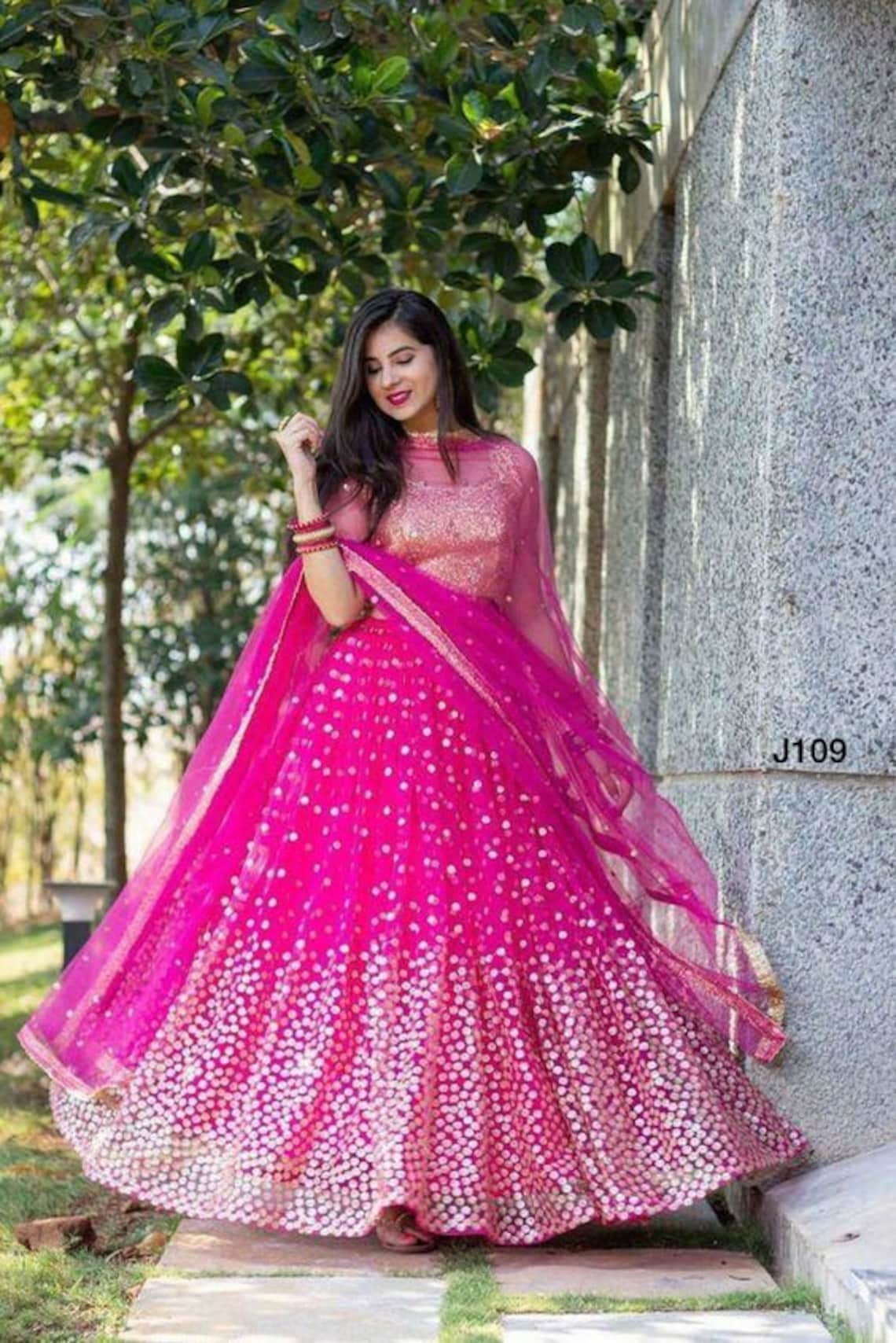 Indian Lengha Choli for Women Net Sequin Lehenga for Women - Etsy