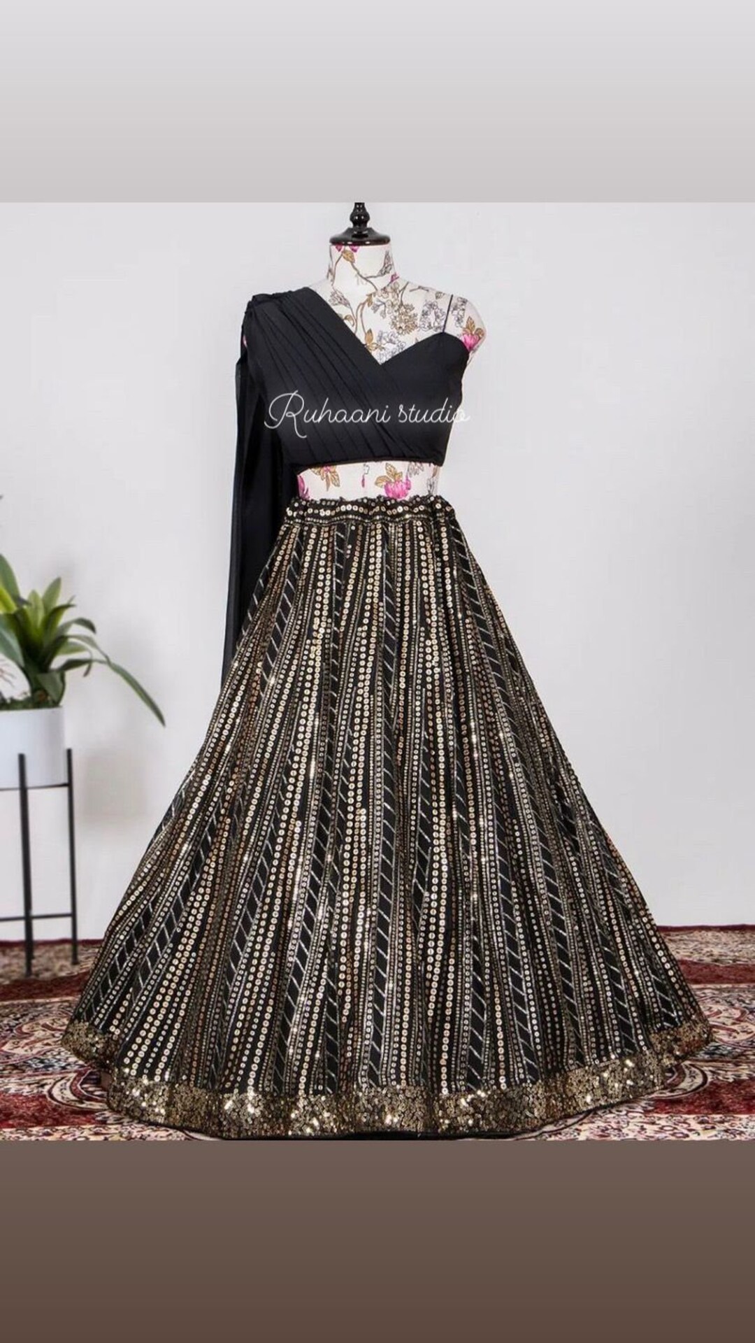 Black Sequin Lehenga Designer Indian Lengha Black Lengha for Wedding ...