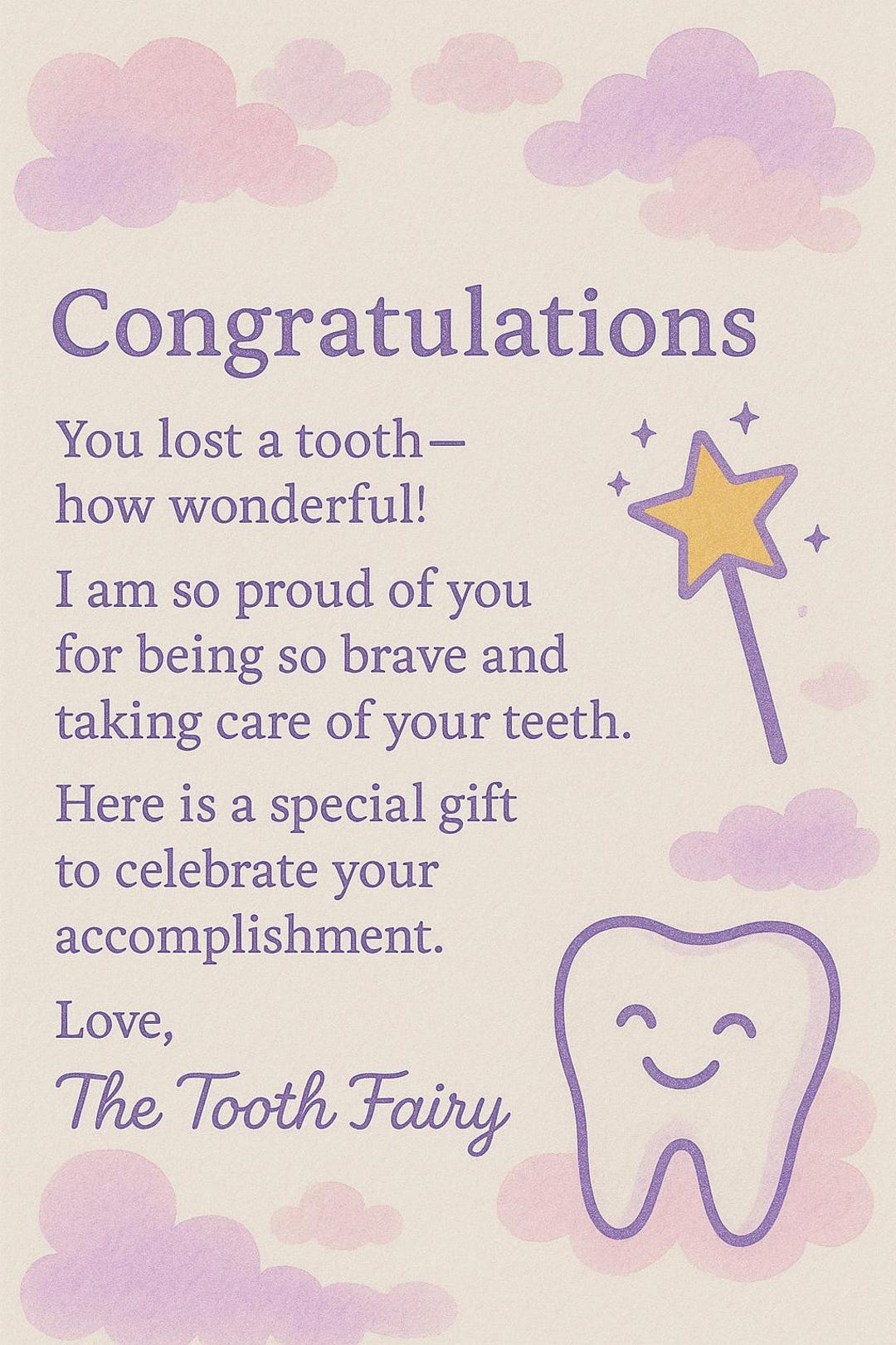 Whimsical Tooth Fairy Letter & Certificate Printable Instant Download ...