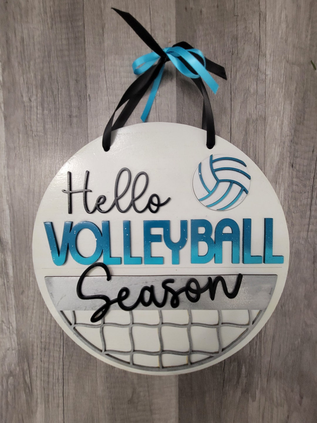 Hello Volleyball Season Wall Sign, Volleyball Painted Door Sign ...