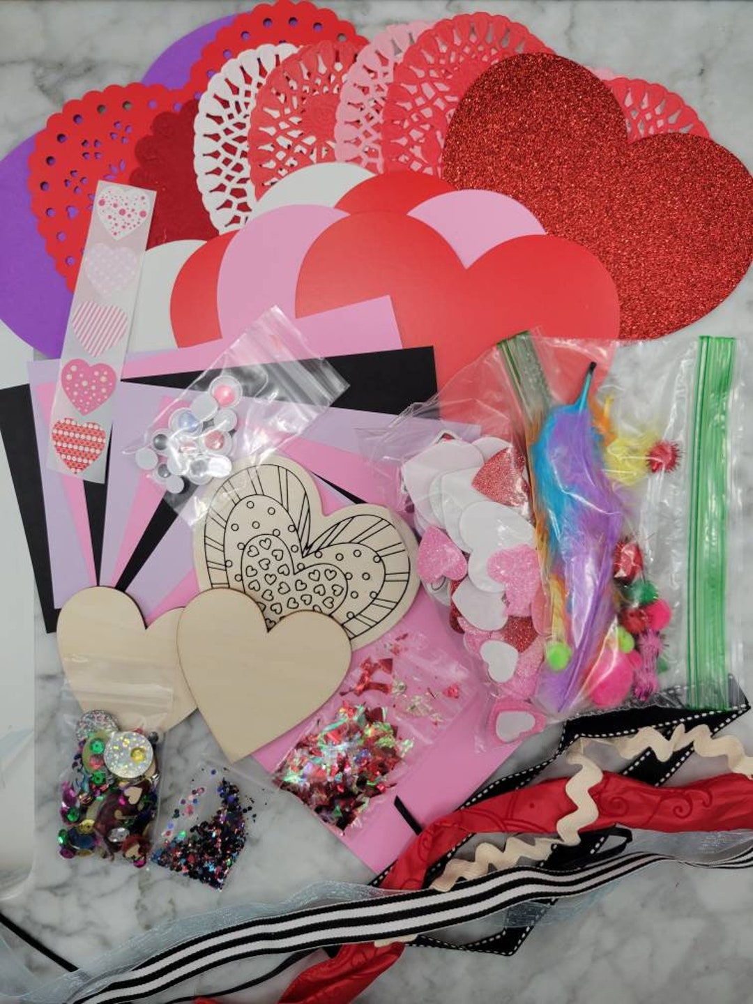 Diy Valentines Craft Kit, Kid Valentines, Craft Supply Kit, Kid Crafts ...