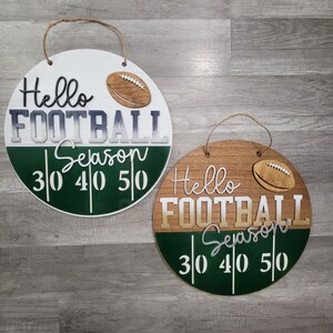 Hello Football Season Door Sign, Football Room Decor, Football Wall ...