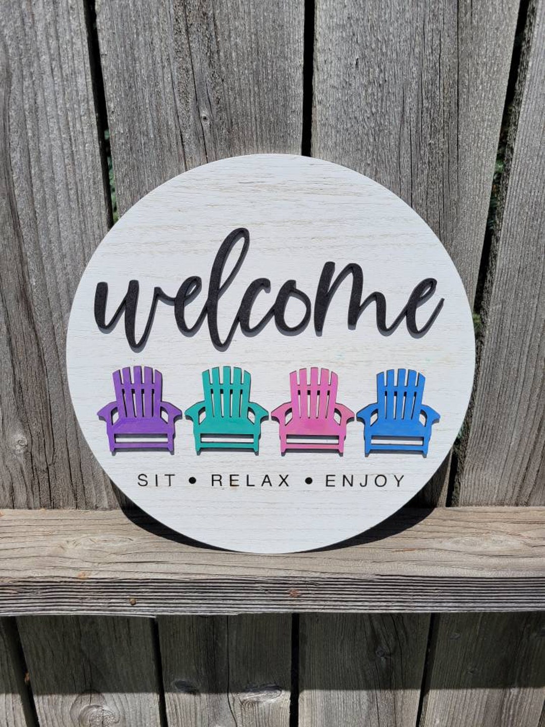 Sit Relax Enjoy Welcome Sign, Housewarming Gift, Lawn Chair Welcome ...