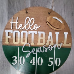 Hello Football Season Door Sign, Football Room Decor, Football Wall ...