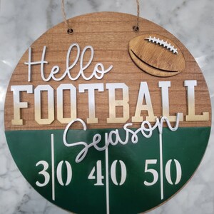 Hello Football Season Door Sign, Football Room Decor, Football Wall ...
