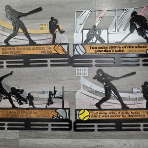 Softball Medals Holder, Sofrball Ribbon Display, Softball Awards Wall ...