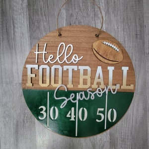Hello Football Season Door Sign, Football Room Decor, Football Wall ...