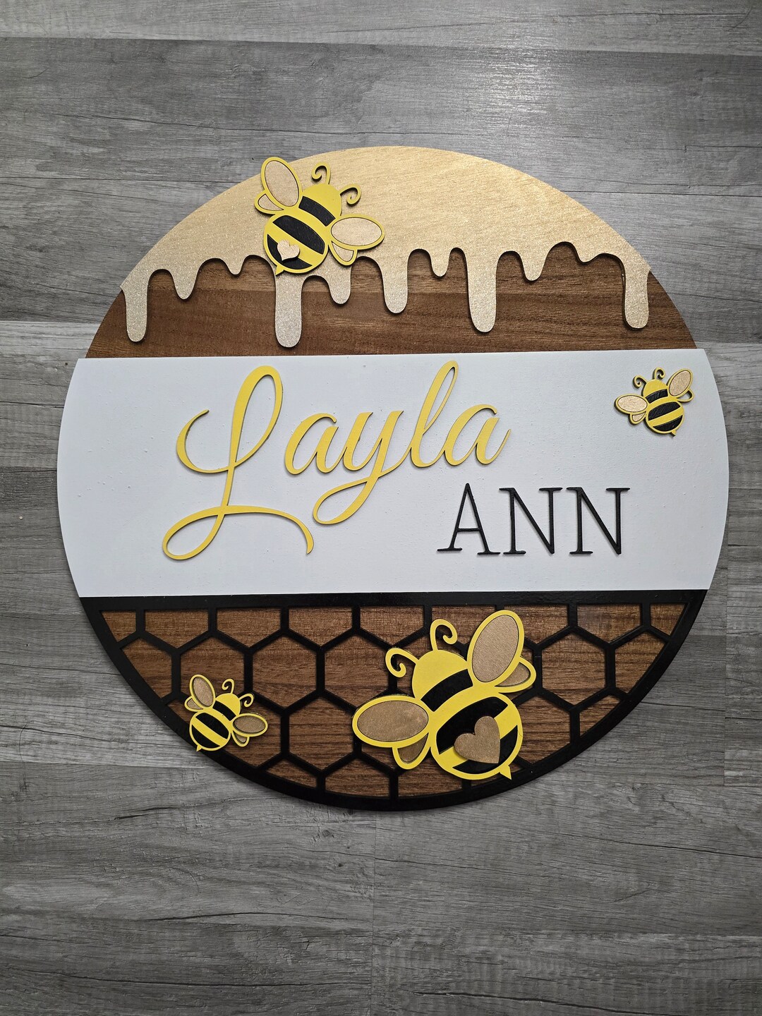 Custom Bumble Bee Nursery Sign, Bee Name Sign, Girl Nursery Sign, Baby ...