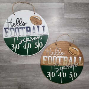 Hello Football Season Door Sign, Football Room Decor, Football Wall ...
