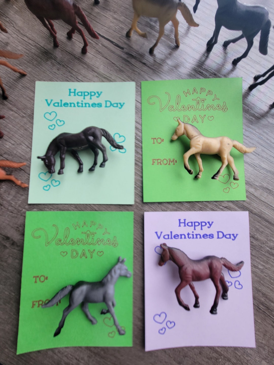 Horse Valentines Set of 4, Horse Valentines, Boy Valentines, Girl ...