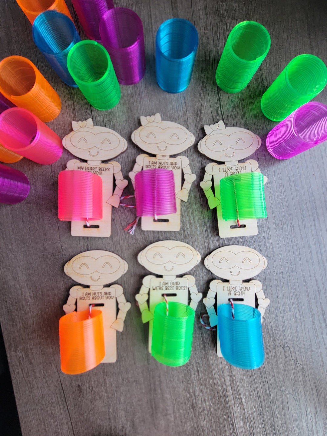 Robot Slinky Valentine Set of 6, Robot Valentines, Kid Valentines, Non ...