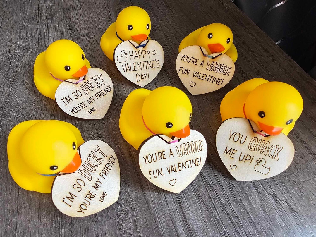 Rubber Ducky Valentine Set of 6, Duck Valentines, Kid Valentines, Non ...