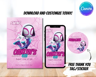 Ghost Spider Birthday Invitation Spidey and His Amazing - Etsy