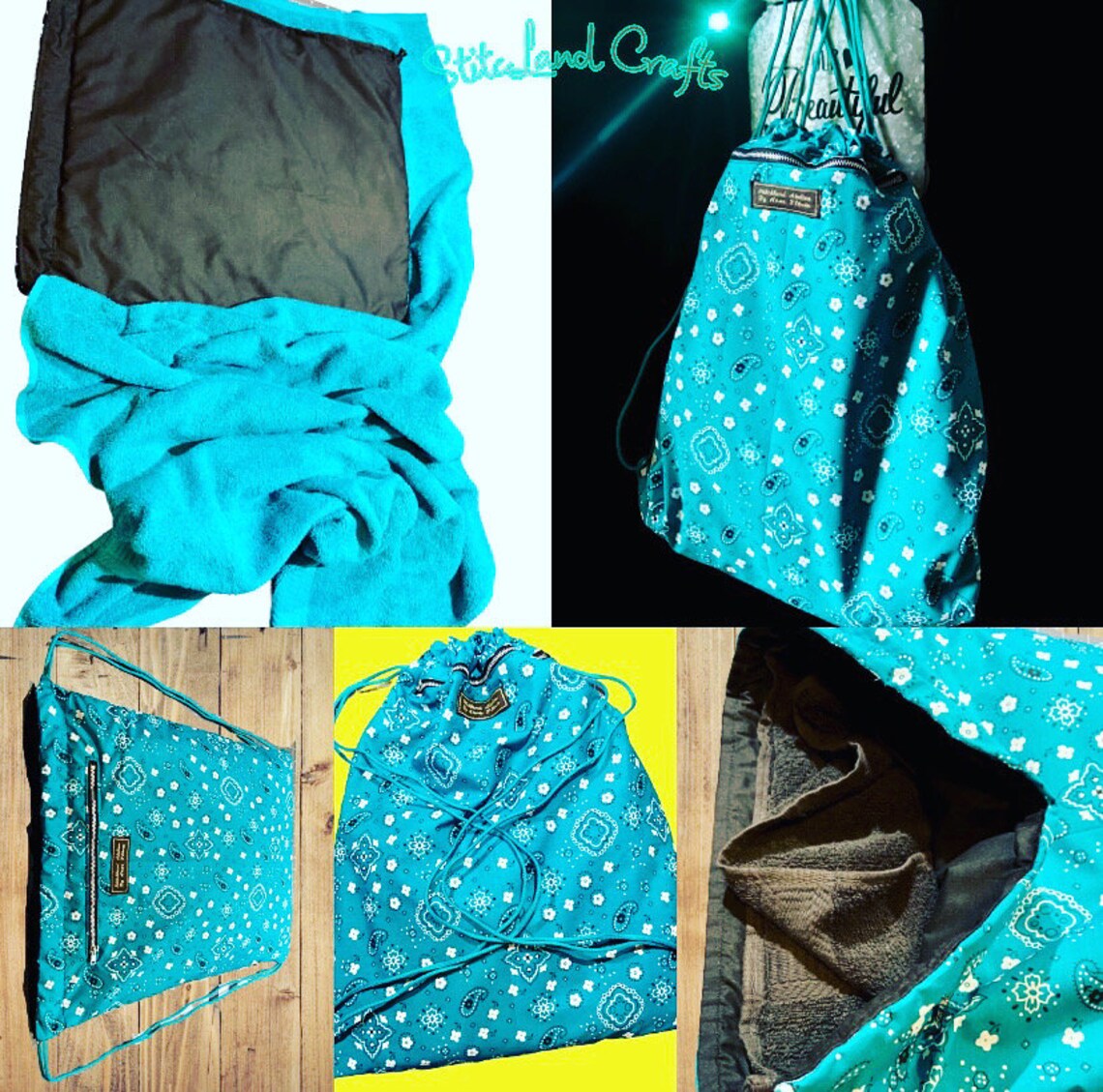 Bath Towel That Turns Into A Beach Bag/ Towel Backpack Bag BANDANA - Etsy