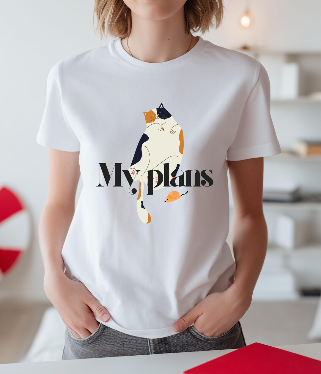 Funny Calico Cat Shirt, My Plans Meme Tee, Lazy Sleeping Kitty ...